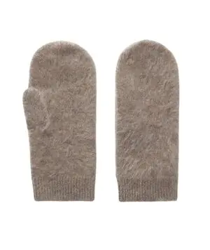 LISA YANG Brushed-cashmere Mittens - Neutrals