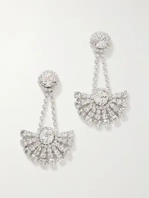 JENNIFER BEHR Velma Rhodium-plated Crystal Earrings - Neutrals