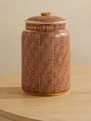 L'Objet Ashanti Large Gold-plated Earthenware Canister - Red