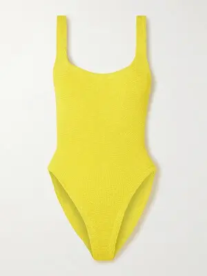 Hunza G Square Neck Seersucker Swimsuit Yellow