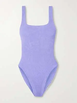 Hunza G Coverage Square Neck Original Crinkle Swimsuit Lilac