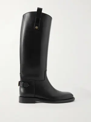 Burberry Buckled Leather Knee Boots