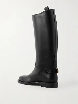 Burberry Buckled Leather Knee Boots