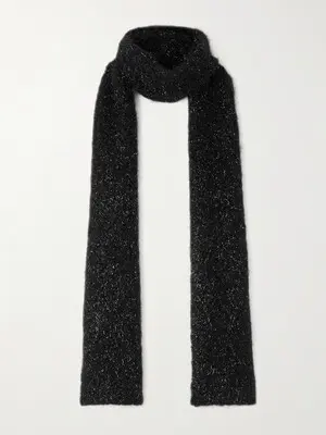 Dries Van Noten Metallic Wool-blend Scarf - Black