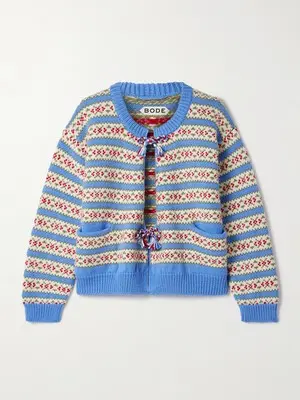 BODE Wedgewood Jacquard-knit Wool Cardigan