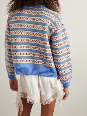 BODE Wedgewood Jacquard-knit Wool Cardigan