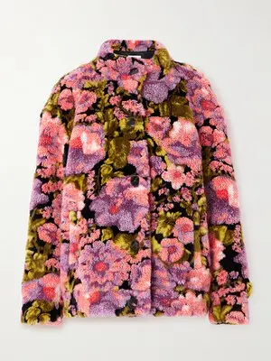 Dries Van Noten Floral-print Fleece Jacket - Pink