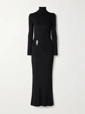 Brandon Maxwell The Lainey Embellished Ribbed-knit Maxi Dress