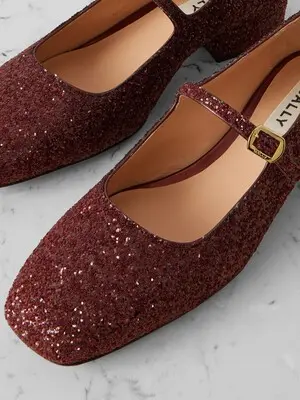 Bally Belkys Glitter Leather Mary Jane Pumps