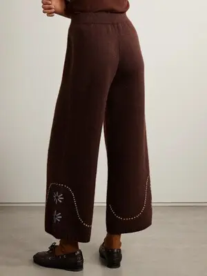 Calle Del Mar Intarsia-knit Cashmere Wide-leg Pants
