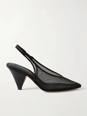 Altuzarra Leather-trimmed Mesh Slingback Pumps