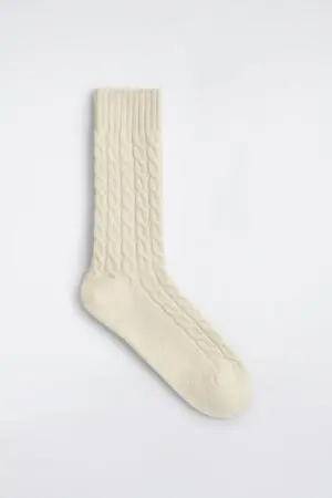 Cos Cable-knit Wool Blend Socks - White
