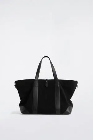 Cos Weekender Suede Tote Bag - Black