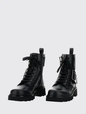 ROGER VIVIER Leather Buckled Combat Boots