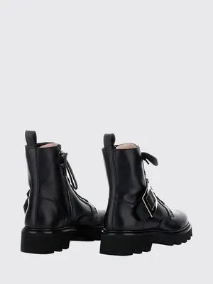 ROGER VIVIER Leather Buckled Combat Boots