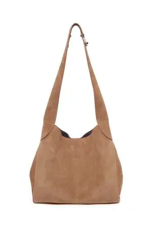 Gabriela Hearst Small Suede Hobo Bag - Dark Sand