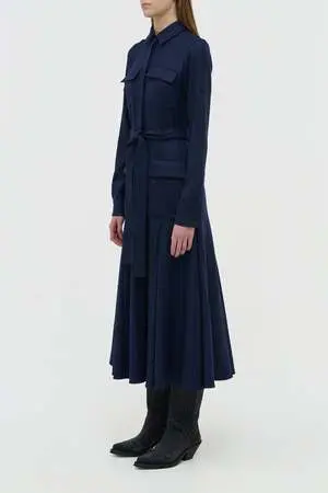 Gabriela Hearst Meyer Pleated Maxi Shirtdress