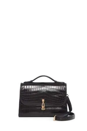 Gabriela Hearst Medium Leonora Crocodile Flap Bag With Sunglasses Pouch