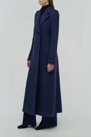 Gabriela Hearst Houstt Winter Silk Trench Coat - Navy