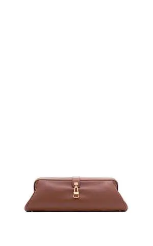 Gabriela Hearst Paola Nappa Leather Baguette Clutch - Cognac