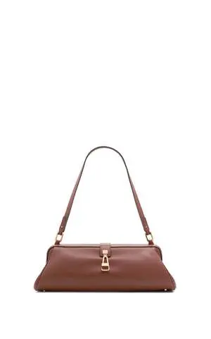 Gabriela Hearst Paola Nappa Leather Baguette Clutch - Cognac