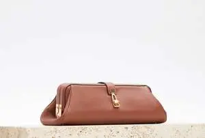 Gabriela Hearst Paola Nappa Leather Baguette Clutch - Cognac