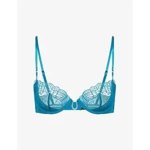 Calvin Klein Geo Underwired Lace Bralette - Teal Marine