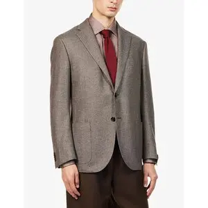 Corneliani Herringbone Single-breasted Wool And Cashmere Blazer