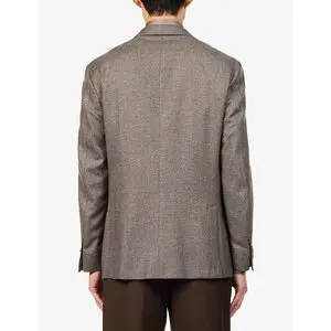 Corneliani Herringbone Single-breasted Wool And Cashmere Blazer