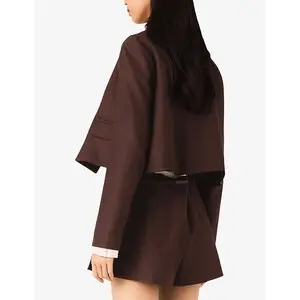 Maje Short Double-breasted Stretch Wool-blend Jacket