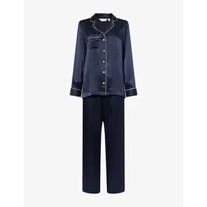 Derek Rose Bailey Relaxed-fit Silk Pyjama Set - Navy