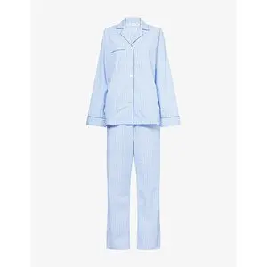 Derek Rose James Striped Cotton-poplin Pyjama Set - Blue
