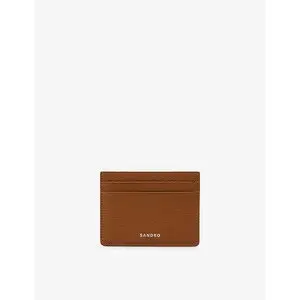 Sandro Logo-embossed Leather Card Holder - Cognac