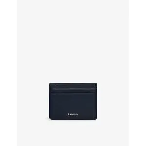 Sandro Logo-embossed Leather Card Holder - Navy Blue