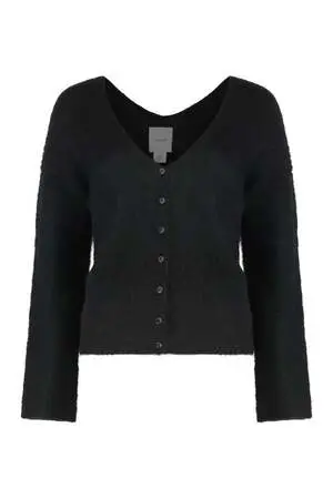 Calvin Klein Cardigan In Mixed Alpaca - Black