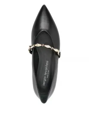 SERGIO LEVANTESI Studded Strap Ballerina Flats - Black