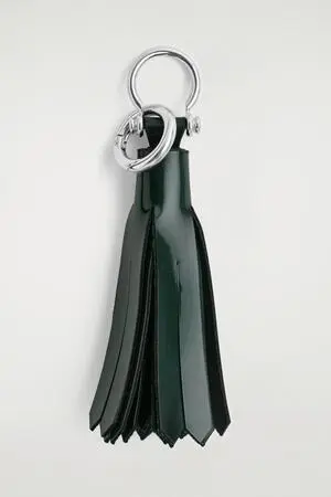 Cos Tasseled Leather Keyring Green