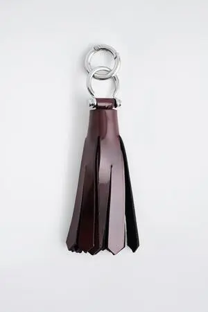 Cos Tasseled Leather Keyring - Red