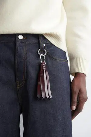 Cos Tasseled Leather Keyring - Red