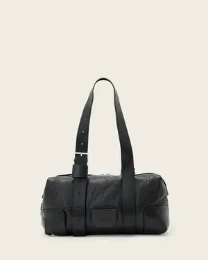 ALLSAINTS AllSaints Ares Grain Leather Shoulder Bag Black/silver