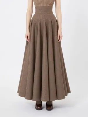 Max Mara Wide Wool Felt Skirt