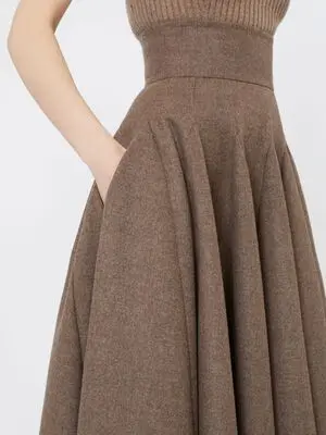 Max Mara Wide Wool Felt Skirt