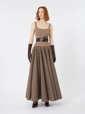 Max Mara Wide Wool Felt Skirt