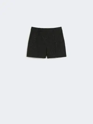 Max Mara Wool Twill Pinstripe Sequined Shorts