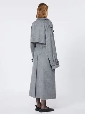 Max Mara Pinstriped Wool Trench Coat