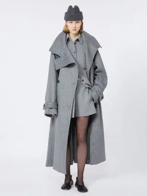 Max Mara Pinstriped Wool Trench Coat