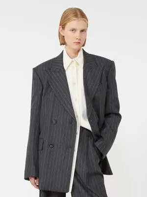 Max Mara Wool And Viscose Oversized Pinstripe Blazer