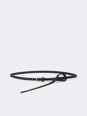 Max Mara Natural Leather Skinny Belt - Black
