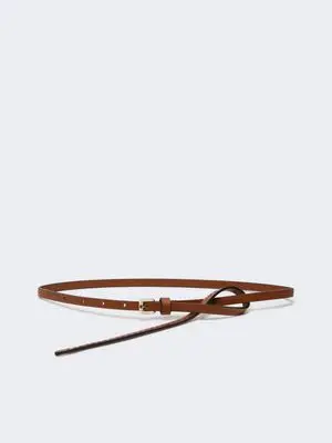 Max Mara Thin Leather Belt - Amber Brown