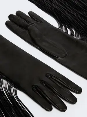 Max Mara Long Gloves With Fringe Detail